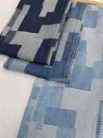 China Irregular Check-Printed 9.5oz Middle Weight 60%Cotton Denim Fabric For Lady Jeans Or Skit for sale