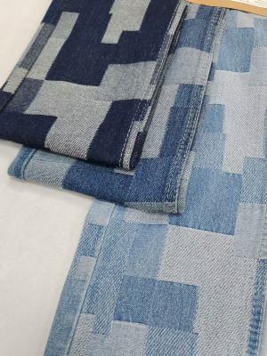 China Irregular Check-Printed 9.5oz Middle Weight 60%Cotton Denim Fabric For Lady Jeans Or Skit for sale