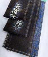 China Brown Leopard Print Twill Style Denim Fabric For Jacket Or Coat  10.5oz 70%Cotton for sale