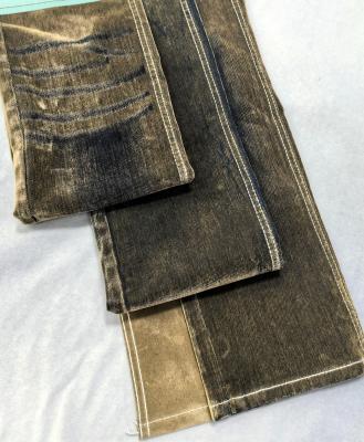 China 70%Cotton Coffee Color  Flocked Denim Fabric 10.5oz For Autumn Winter Jacket Or Pants for sale