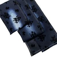 China Black Rose Flocked Denim Fabric Twill Style Stretch For Lady Jeans Or Jacket for sale