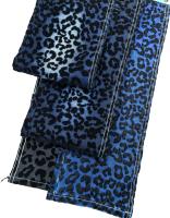 China Black Leopard Print Twill Style Denim Fabric 70%Cotton Dark Blue For Jacket Or Jeans for sale
