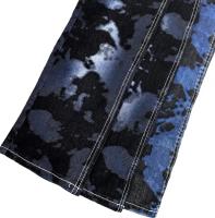 China Maillard Style Black Flocked Denim Fabric Dark Blue 70%Cotton Unique Design For Jeans for sale
