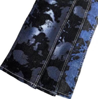 China Maillard Style Black Flocked Denim Fabric Dark Blue 70%Cotton Unique Design For Jeans for sale