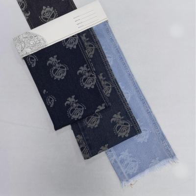 China Special Design Jacquard Denim Fabric Dark Blue 10oz 180cm Full Width For Jeans Or Jacket for sale