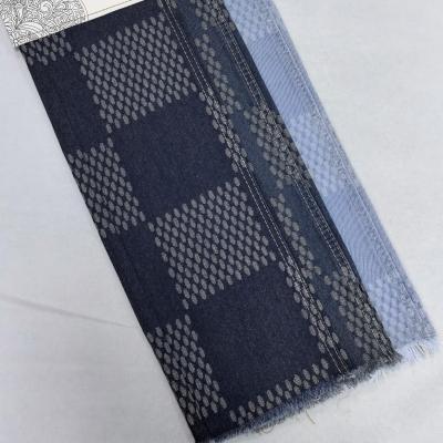 China Dark Blue Distinctive Jacquard Denim Fabric Cotton Polyester for Spacial Design Jeans for sale