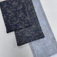 China Blue Special Flower Jacquard Denim Fabric  10oz Middle Weight For Lady Jeans Or Jacket In Stock for sale