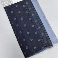 China Dog's Paws Jacquard Washed Denim Fabric  Dark Blue 10oz  Stretch Free for Lady Jeans or Children Pants for sale