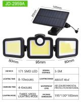 China 300w Pir Sensor Outdoor Solar LED Wall Lights 171 LED SMD 200x135x115mm for sale