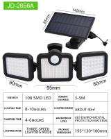China Fence Outdoor Solar LED Wall Lights 108 SMD LED 1.8w  200x135x115mm for sale