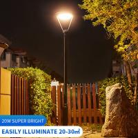 China 20w 30W LED Solar Panel Garden Pole Lights For Outside Shed Yard for sale