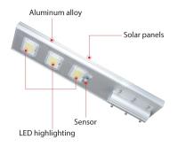 China Commercial Solar Square Aluminum Street Light 4 Heads Super Bright 200W 1000x220x50mm for sale