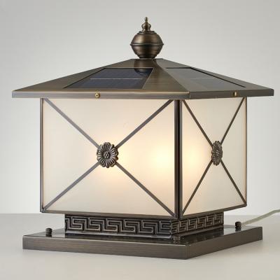 China Remote Control LED Post Lamp Patio Outdoor Column Led Lights Post Exterior Laser Carving for sale