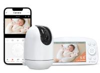 China 1080P 5.5Inch Video Baby Monitor Ips Split Screen One Click Video Call PTZ Camera Auto Tracking Motion Detection for sale