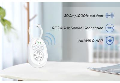 China Portable White Audio Baby Monitor Sleep Aid Noise Machine RF 2.4GHz FHSS for sale