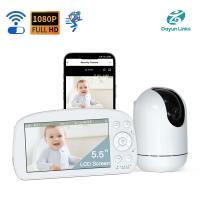 China 1080P 5.5Inch Video Baby Monitor Ips Split Screen One Click Video Call PTZ Camera Auto Tracking Motion Detection for sale