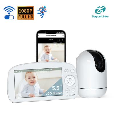China 1080P 5.5Inch Video Baby Monitor Ips Split Screen One Click Video Call PTZ Camera Auto Tracking Motion Detection for sale