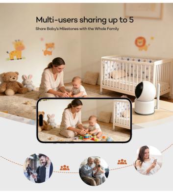 China 2Mp Smart Video Baby Monitor With 5 Inch Hd Cry/Temperature /Humidity Detection Indoor PTZ Camera Video Baby Monitor for sale