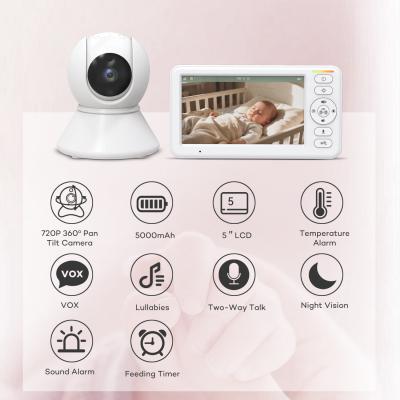 China New Products 2026 New Babyphone Clear Night Vision 5 inch Screen VOX Mode 1000ft Wireless Two Way Talking Baby Monitor Camera for sale