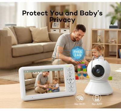 China Video Baby Monitor Camera 5.0 Inch Wireless Two-Way Talk Night Vision Digital 5000mAh Battery 360 Degree Baby Monitoring Camera for sale