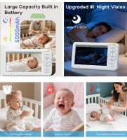 China Video Baby Monitor Camera 5.0 Inch Wireless Two-Way Talk Night Vision Digital 5000mAh Battery 360 Degree Baby Monitoring Camera for sale