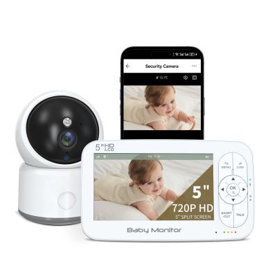 China 5.5 Inch Tuya Smart Wifi 2.4Ghz Temperature Motion Crying Detection Video Baby Monitor for sale