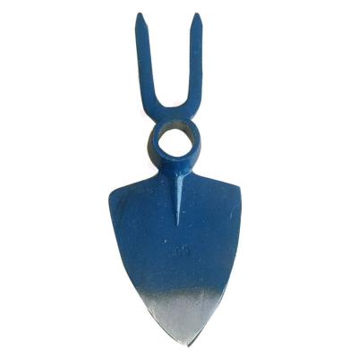 China Forged Garden Hoe Pickaxe with Two Tines Sharp Tips 600g 110x280mm Round Hole Eye Heart Type Spade for sale