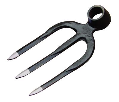 China Forged 3 Tine Fork Hoe Digging Garden Hoe 1300g 175x325mm Round Hole Eye for sale