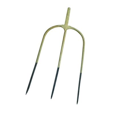 China Carbon Steel 3 Tine Tail Hay Fork 370mm Forged Garden Pitchfork Manure Dung Fork for sale