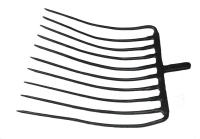 China 10 Tines Forged Carbon Steel Mining Gravel Fork 380x390x480mm Round Tines Heavy Duty for sale
