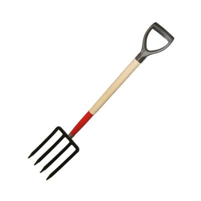 China Carbon Steel Forged Spading Digging Fork with Y Grip Wood Handle 160x260x360mm for sale