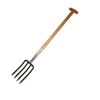 China Forged Carbon Steel Spading Fork with T Grip Wood Handle 160x260x360mm Farming Digging Fork for sale