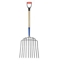 China 10 Tine Steel Hay Fork with D Grip 120cm Wood Handle Manure Pitch Fork for Farming for sale