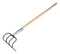 China Forged Carbon Steel 4 Tines Pitch Fork 1470mm Garden Digging Rake for Farming for sale