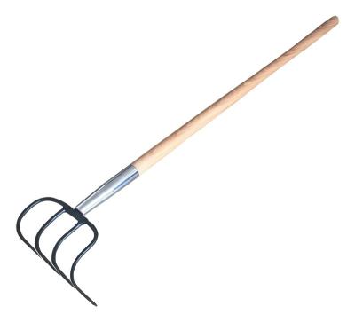 China Forged Carbon Steel 4 Tines Pitch Fork 1470mm Garden Digging Rake for Farming for sale