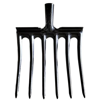 China Carbon Steel Ridge Type Digging Garden Fork 6 Tines 3mm Thickness Punching Spading Fork for sale
