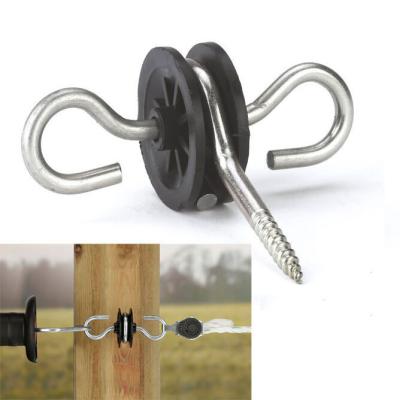 China Electric Fencing Gate Insulator with 6mm Galvanized Steel Screw Nail 360 Rotatable Hanging Loop for sale