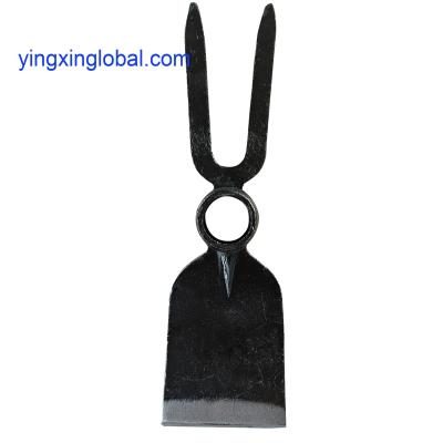 China Forged Digging Fork Hoe 2 Tines Cutting Spade Round Hole Eye 400g 600g 800g 1000g Garden Farming Tool for sale