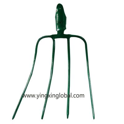 China Carbon Steel Forged Hay Fork 4 Tines 460mm Pitchfork Manure Dung Fork Garden Prong Fork for sale