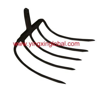China Carbon Steel Forged 5 Tine Pitch Fork 210x200mm Garden Digging Rake for Farming for sale