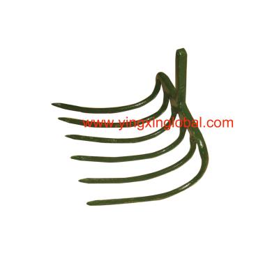 China Carbon Steel Forged 6 Tines Pitch Fork 210x230mm Garden Digging Rake for sale