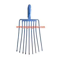China 9 Tines Carbon Steel Forged Manure Fork 230x350x500mm 1650g Heavy Duty Pitchfork for Mining Railway for sale