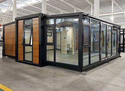 China 20ft brown expanded container house with glass curtain wall for sale
