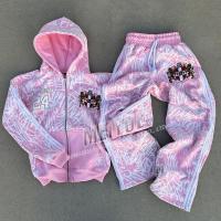 China Dtg Printing Zip Up Street Wear Tracksuits Baggy Sweatpants And Hoodie Full Sleeve for sale
