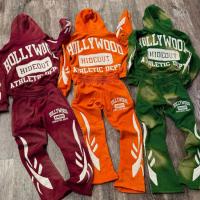 China Custom Sweatsuit Unisex Acid Wash Vintage Track Suits Zip up Hoodie Stack Sweat Pant Flared Sweatpants and Hoodie Set Tracksuits for sale