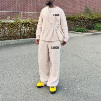 China Clothing Manufacturers Jogger Set Winter Mohair Warm Sweatshirt and Baggy Stacked Sweatpants Set Tracksuits for Men Custom Logo for sale