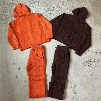 China Mei Yue Custom Embroidery Logo Free Designer Mohair Unisex Sweatsuit Knit Sweater Tracksuits for Men Sweatpants and Hoodie Set for sale