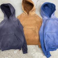 China 100% Cotton Vintage French Terry Hoodie Customize Distressed Mens Acid Wash Hoodie for sale