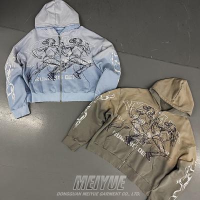 China Custom Grams Vintage Distressed Gray Hoodie Heavyweight OEM ODM  Service for sale