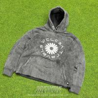 China Acid Wash Pullover Drop Shoulder Puff Print Men Cropped Distressed Hoodie 500gsm for sale